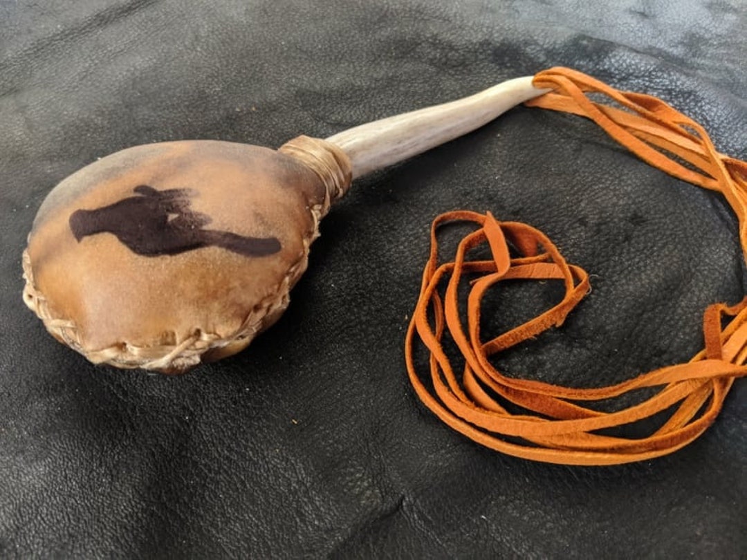 Rawhide Rattle - Cougar Spirit Medicine, Native American Rattle ...