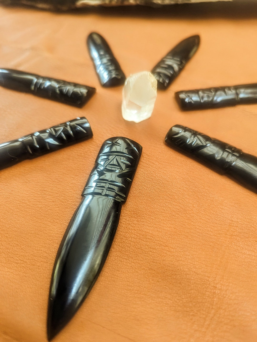 Obsidian Knife, Tecpatl, Black Obsidian, Tijax, Mini 4" Ceremonial ...