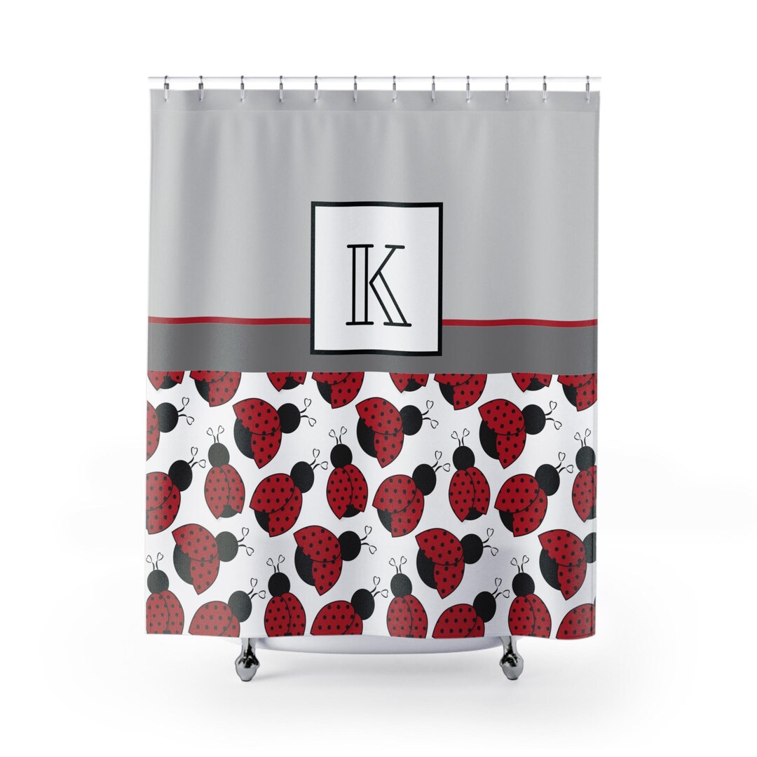 Personalized Ladybug Shower Curtain: Custom Initial Bathroom Decor - Etsy