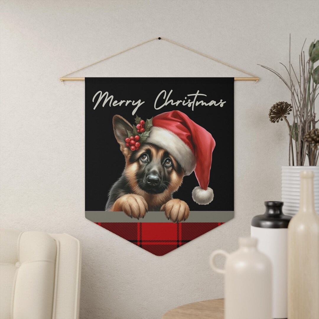 Christmas Puppy Pennant, German Shepherd, Holiday Wall Decor - Etsy