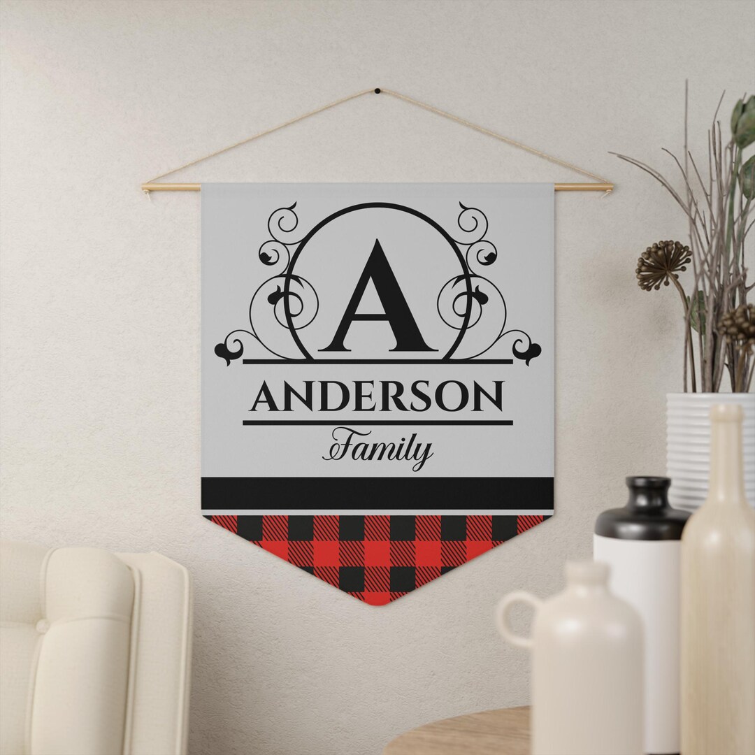 Personalized Family Pennant Wall Decor, Custom Initial Name Sign ...
