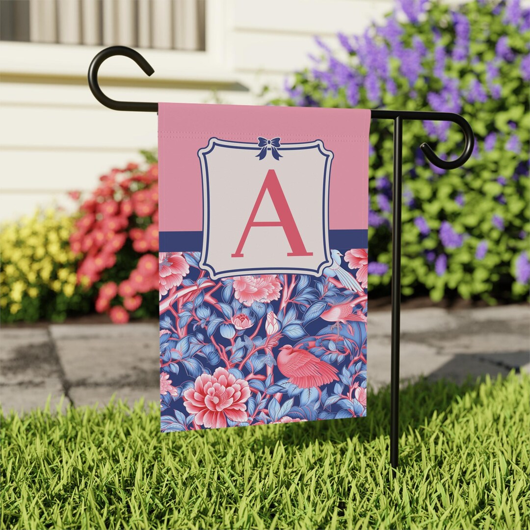Personalized Floral Garden Flag: Initial Monogram Yard Banner - Etsy