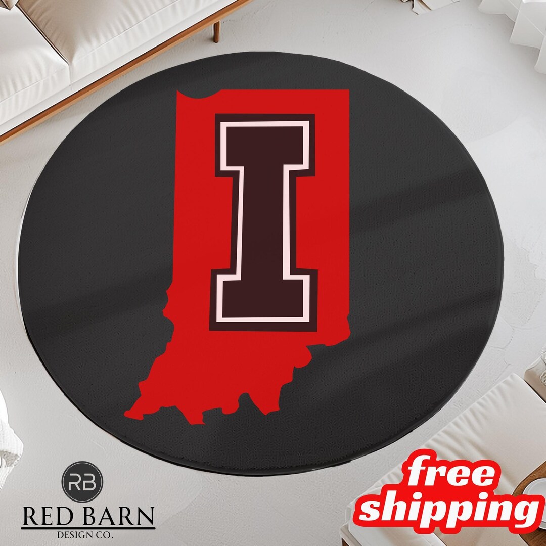 State Shaped Rug Red Black Round Rug Custom Home Decor Stylish Area Rug ...