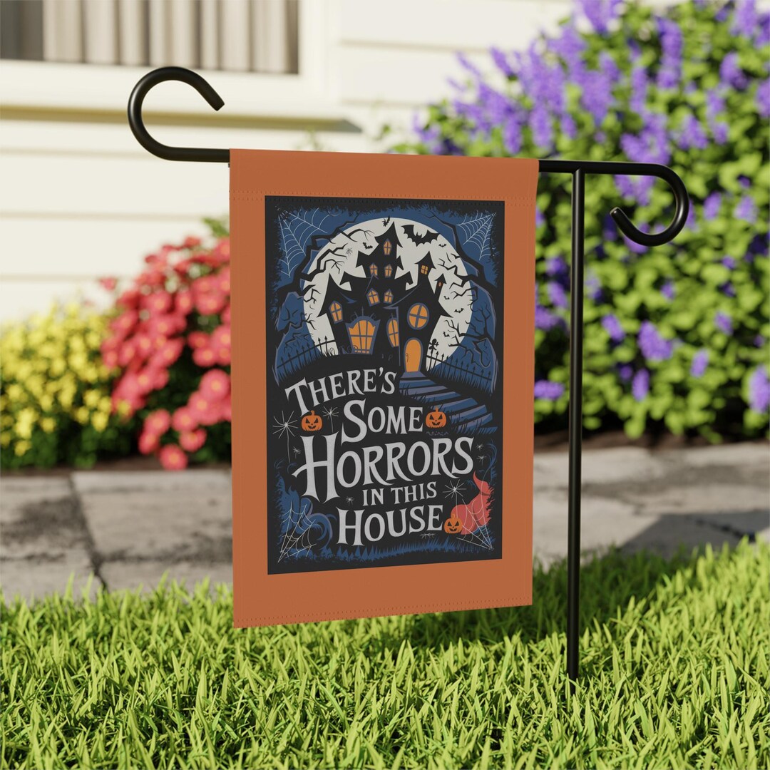Haunted House Outdoor Flag, Halloween Flag Decor, Horrors in This House ...