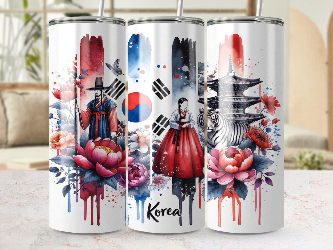 Korean Culture 20 Oz Skinny Tumbler Wrap, Sublimation Design, Seamless ...