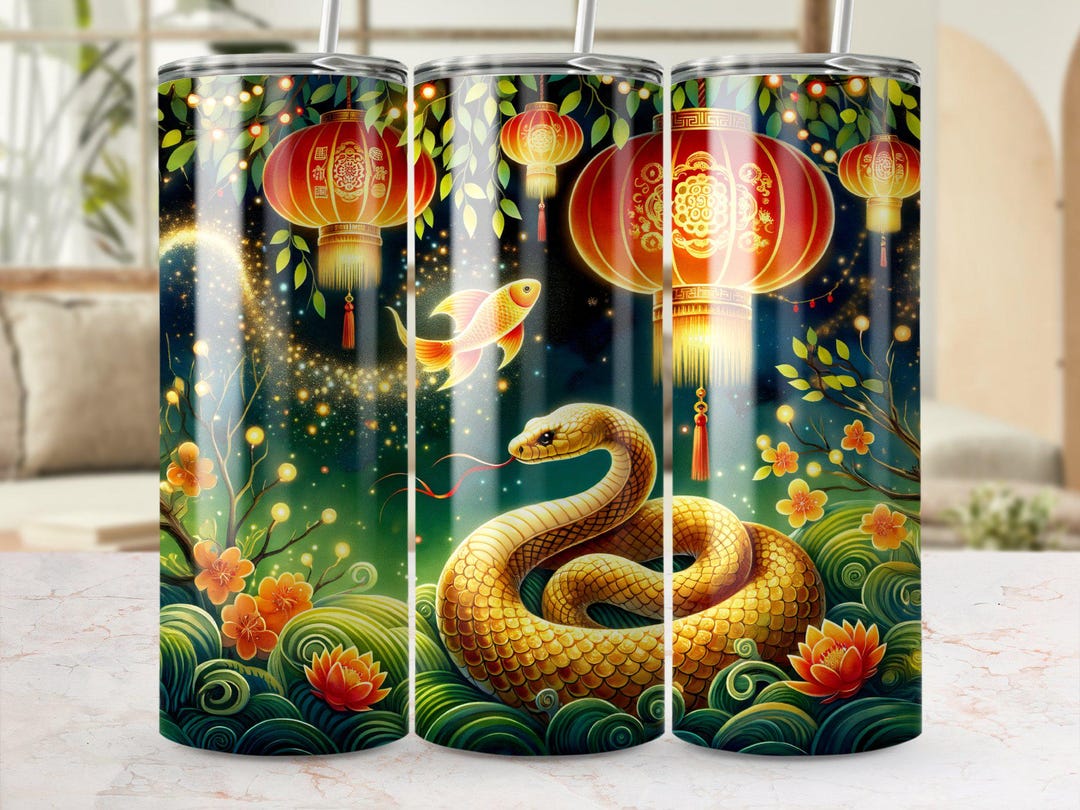 Lunar New Year 2025 Year of the Snake Tumbler Wrap, Festive Snake and ...