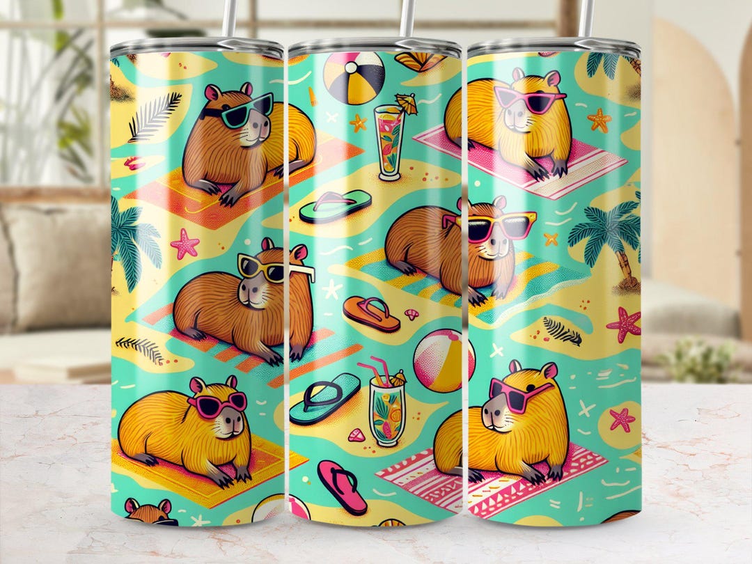 Cute Capybara 20oz Skinny Tumbler Wrap, Sublimation Design, Seamless ...