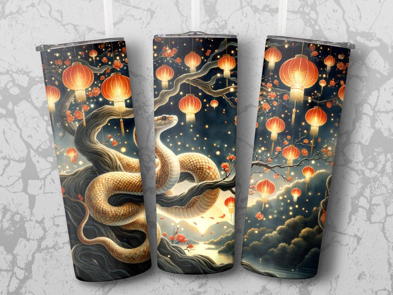 Lunar New Year of the Snake 2025 Digital Tumbler Wrap, Chinese New Year ...