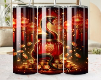 Lunar New Year of the Snake 2025 20 Oz Skinny Tumbler Wrap, Sublimation ...