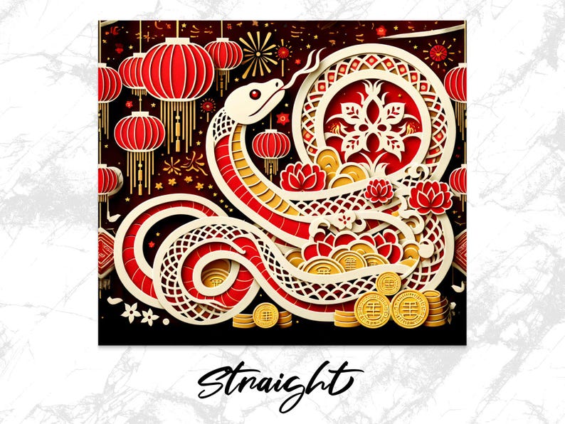 Lunar New Year of the Snake 2025 20 Oz Skinny Tumbler Wrap, Sublimation ...