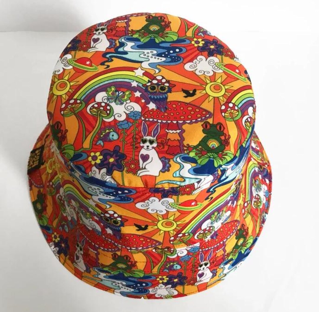 Psychedelic Bucket Hat, 70's Hat, Trippy Art, Rainbow Hat, Fisherman Hat, Adults Hat, Groovy ...