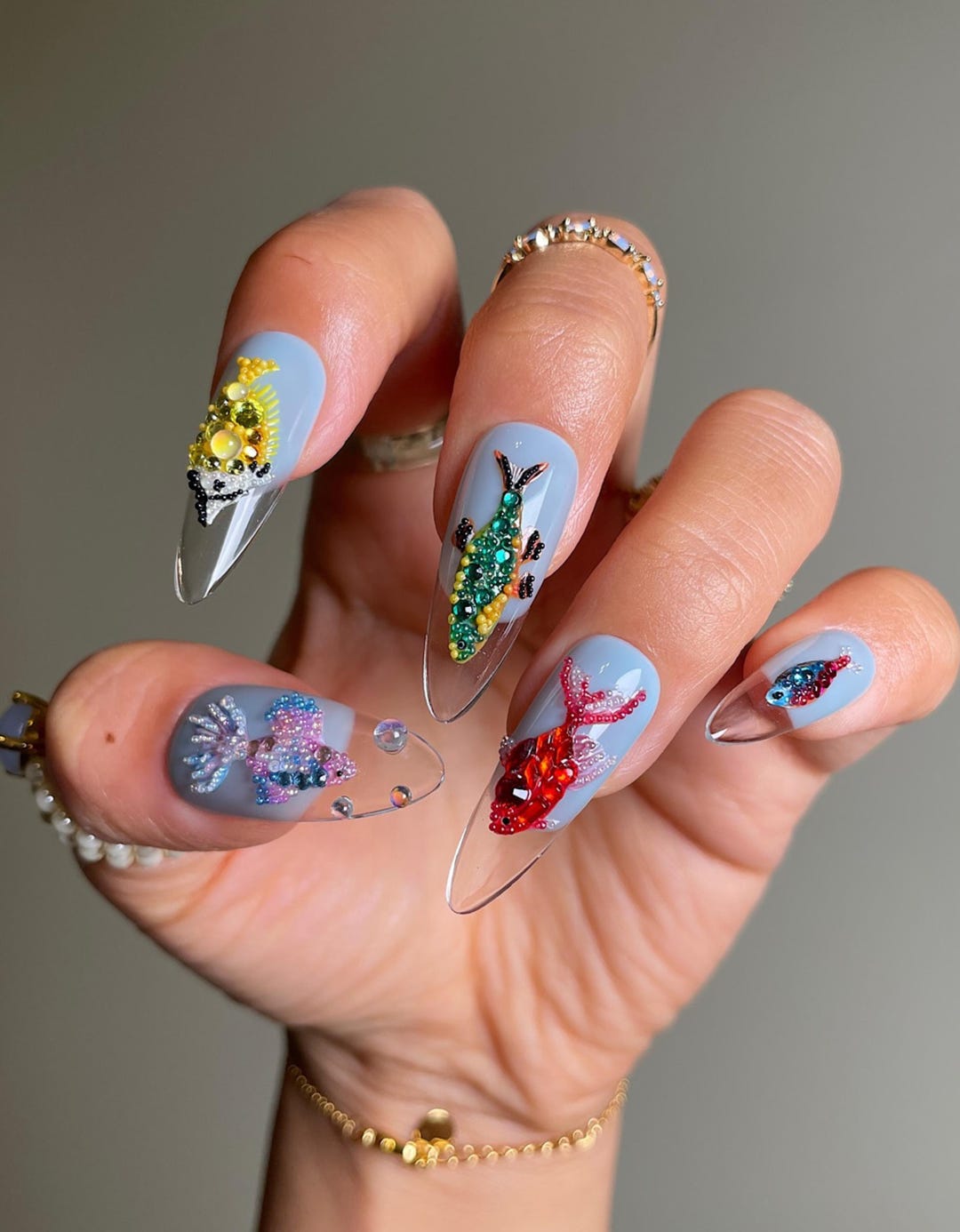 Crystal Koi Fish Press on Nails | Aquarium Nail Art Design | Ocean ...