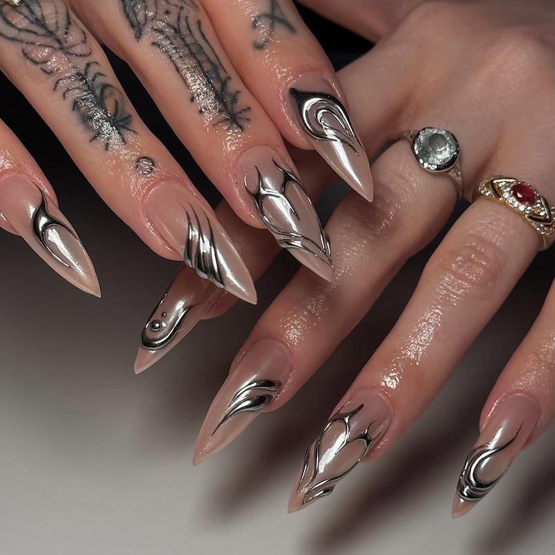 Pink Cyberpunk Nails - Etsy