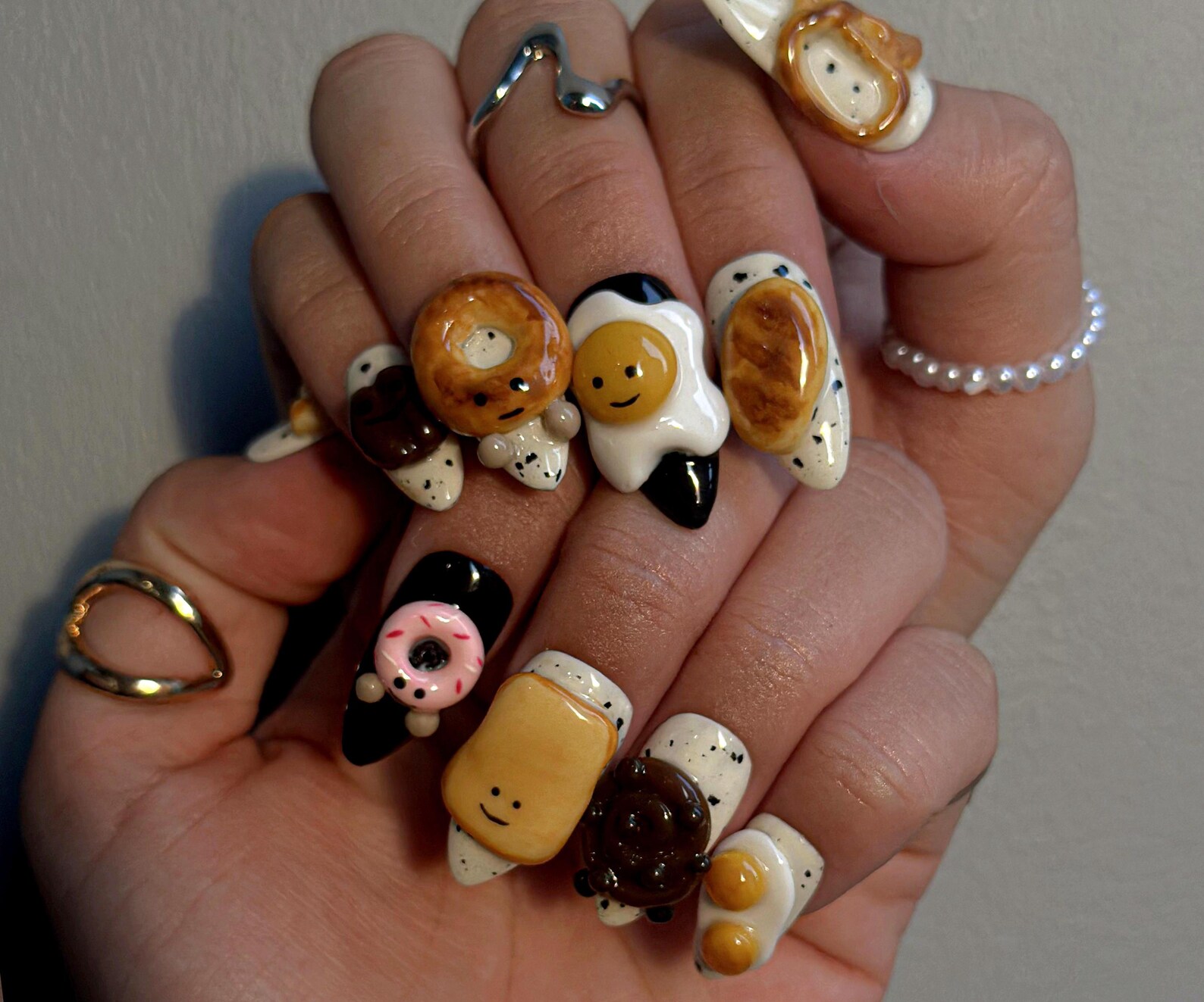 Breakfast Kawaii 3D Press on Nails | Donut, Egg & Toast Nail Art | Cute ...