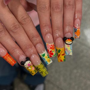 Pucca Cartoon Press on Nails | 3D Floral & Character Nail Art | Cute ...