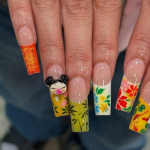Pucca Cartoon Press on Nails | 3D Floral & Character Nail Art | Cute ...