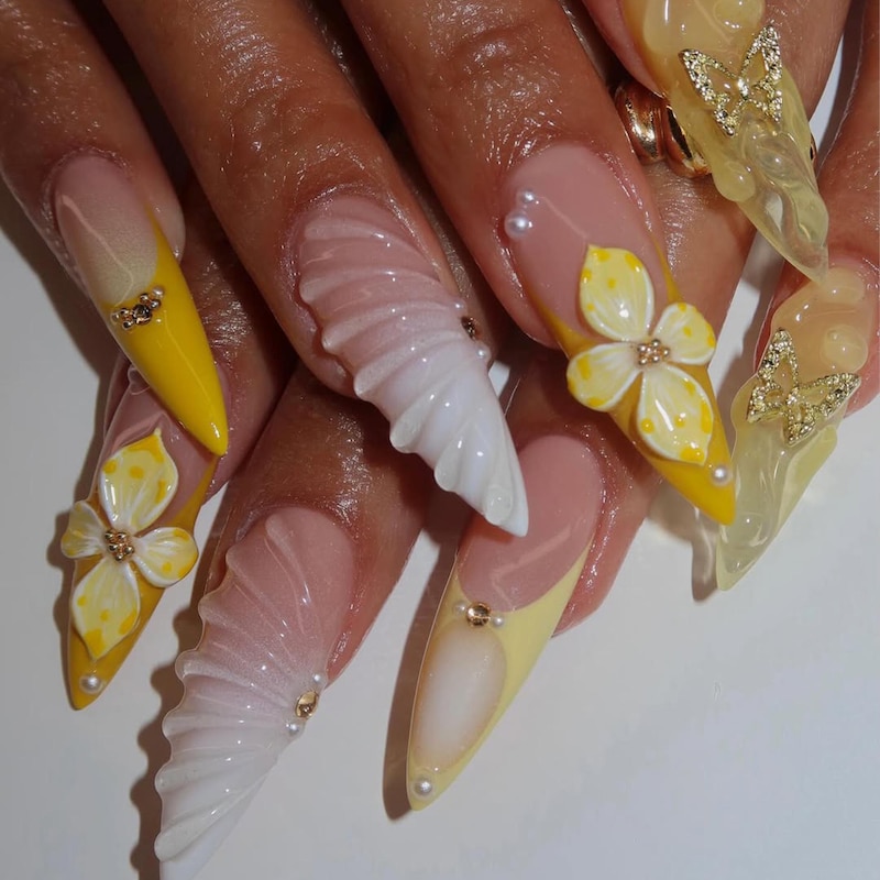 Pink Boho Press on Nails - Etsy