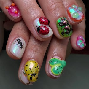 Nature-inspired Insect Press on Nails | Cute Beetle & Ant Nails ...