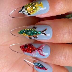 Crystal Koi Fish Press on Nails | Aquarium Nail Art Design | Ocean ...