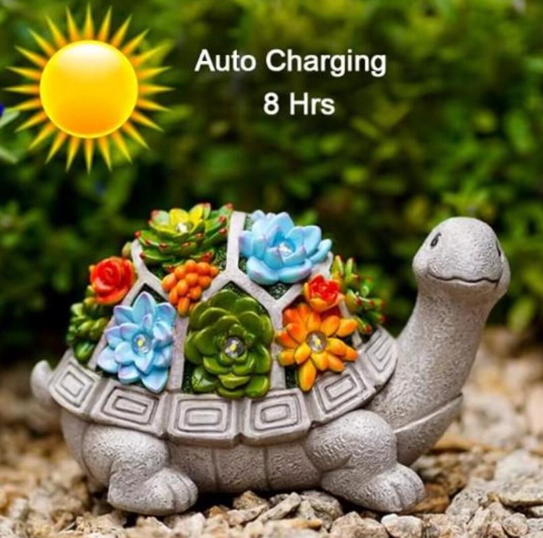 8" Solar Turtle Statue –outdoor Garden Decor, Gift for Women, Mom, or ...