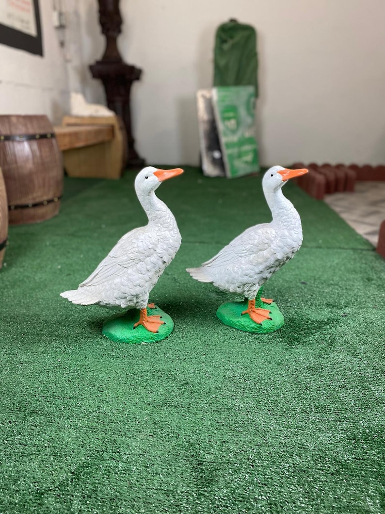 Handmade Concrete Goose Statue, American Dress up Porch Decor, 15 Inch ...