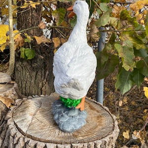 Large 17" Cement Porch Goose Statue, American Dress up Goose Statue ...