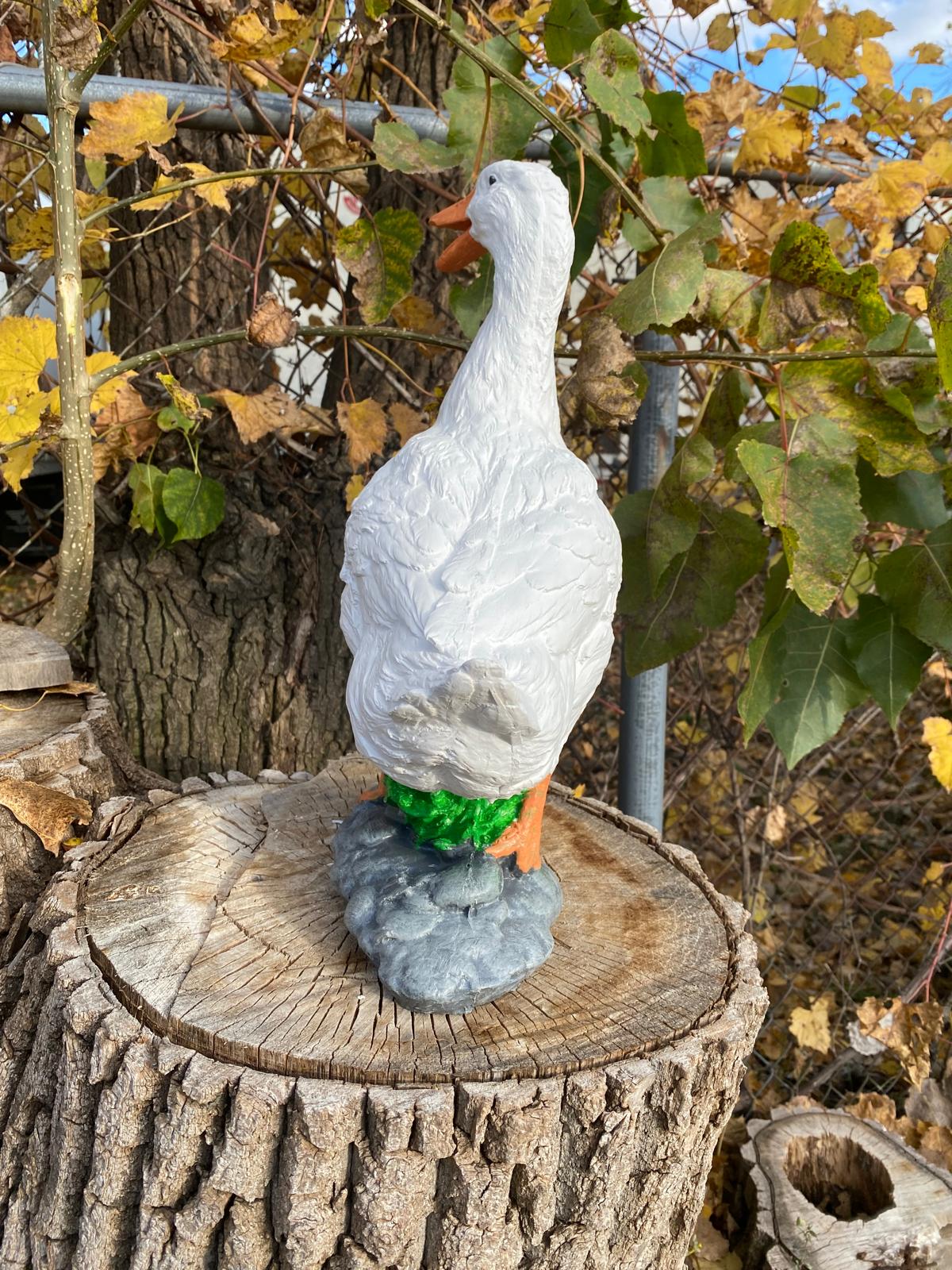 Large 17" Cement Porch Goose Statue, American Dress up Goose Statue ...