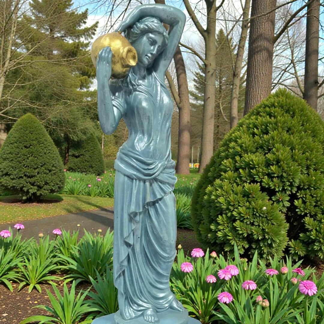 Handmade Concrete Dione Water Goddess Garden Statue, 32 Inch - Etsy