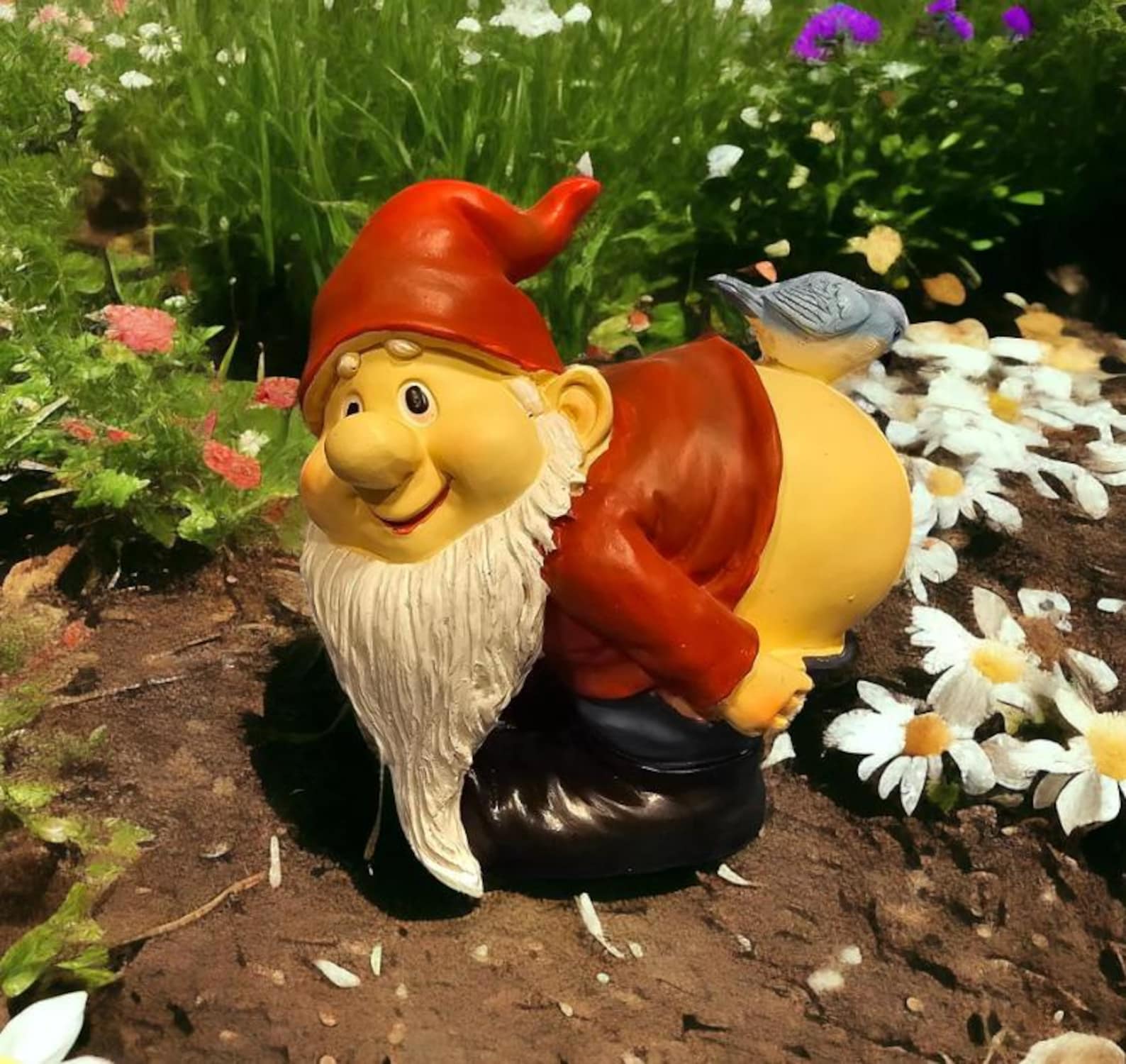 Funny Mooning Gnome – 7" Outdoor Garden Statue, Hilarious Gnome Gift - Etsy