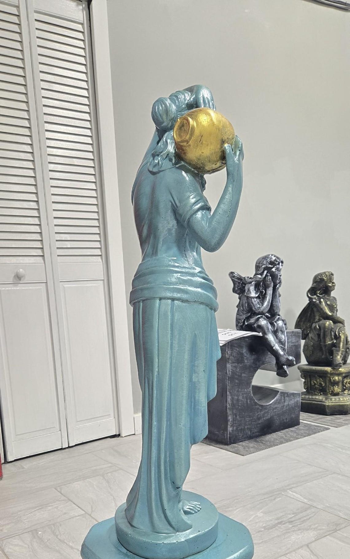 Dione the Divine Water Goddess Garden Statue. Handmade Cement Outdoor ...