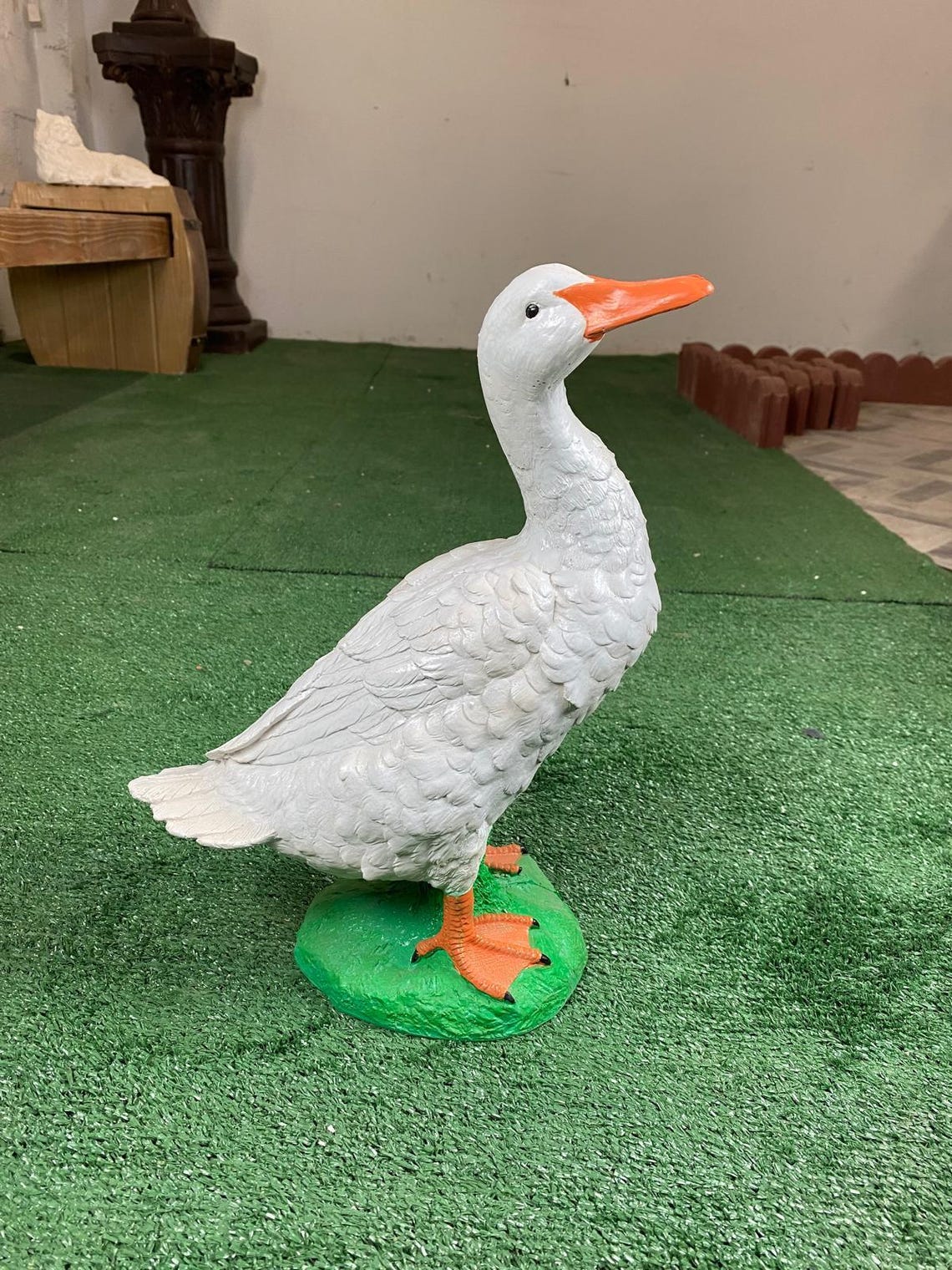 15" Solid Concretemix Goose Statue, Handmade American Dress up Goose ...