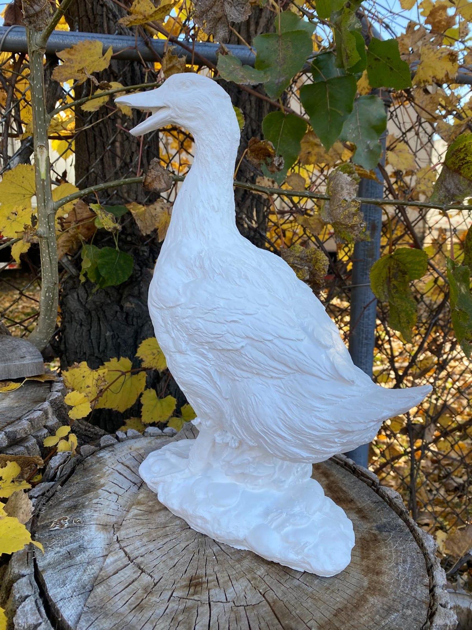 Large 17" Cement Porch Goose Statue, American Dress up Goose Statue ...