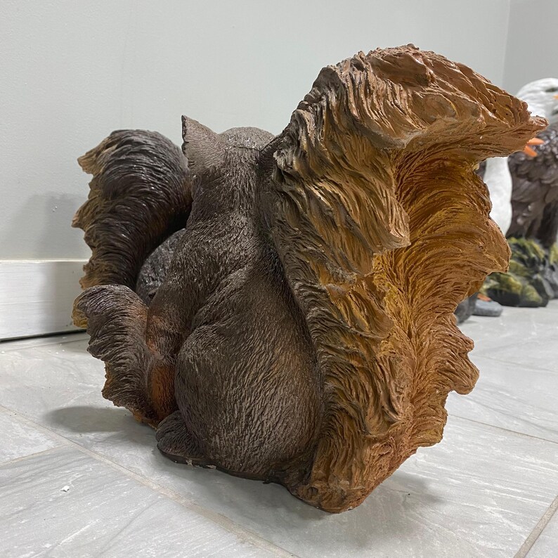 Large 14" Stone Squirrel Family, Weatherproof Outdoor Statues, Yard ...