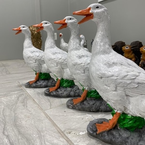 Large 17" Cement Porch Goose Statue, American Dress up Goose Statue ...