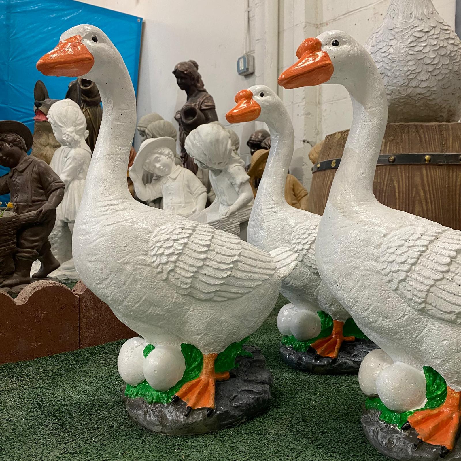 Large 19" Cement Porch Goose Statue, American Dress up Goose Statue ...