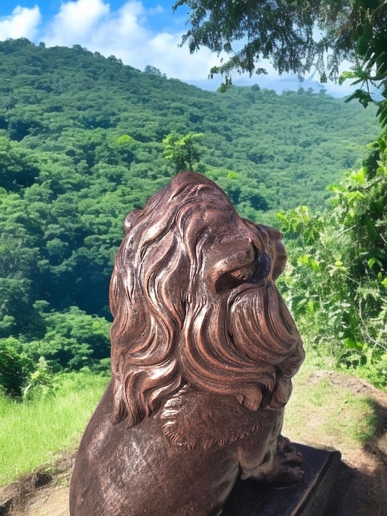 40" Handmade Life-size Lion Statue CONCRETE LION Statue Decor Statues ...
