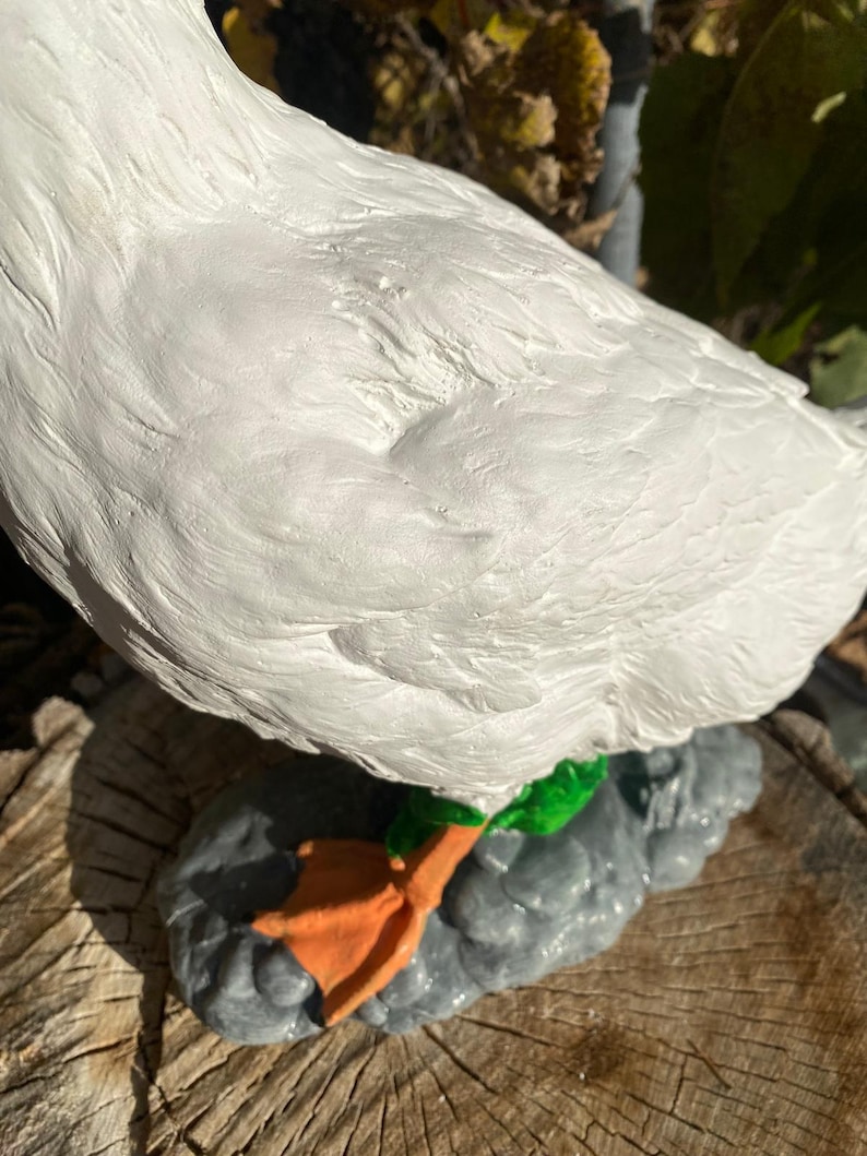 Large 17" Cement Porch Goose Statue, American Dress up Goose Statue ...