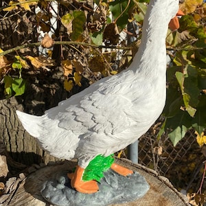 Large 17" Cement Porch Goose Statue, American Dress up Goose Statue ...