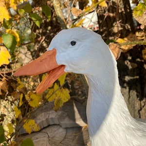Large 17" Cement Porch Goose Statue, American Dress up Goose Statue ...