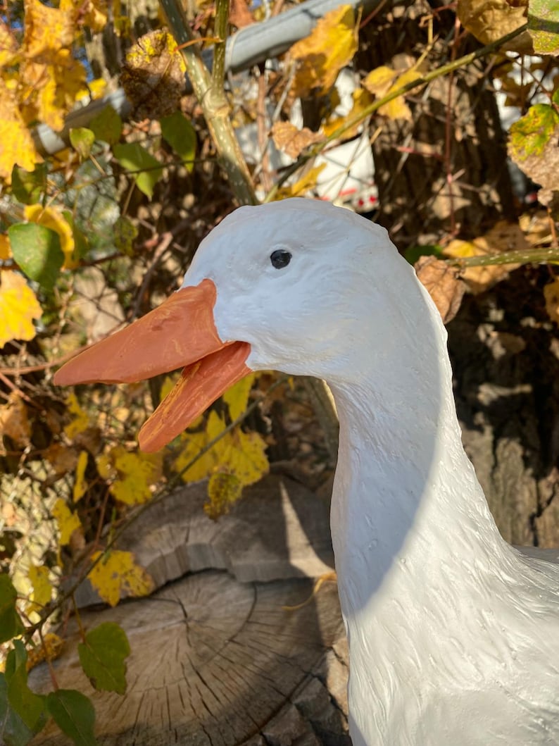 Large 17" Cement Porch Goose Statue, American Dress up Goose Statue ...