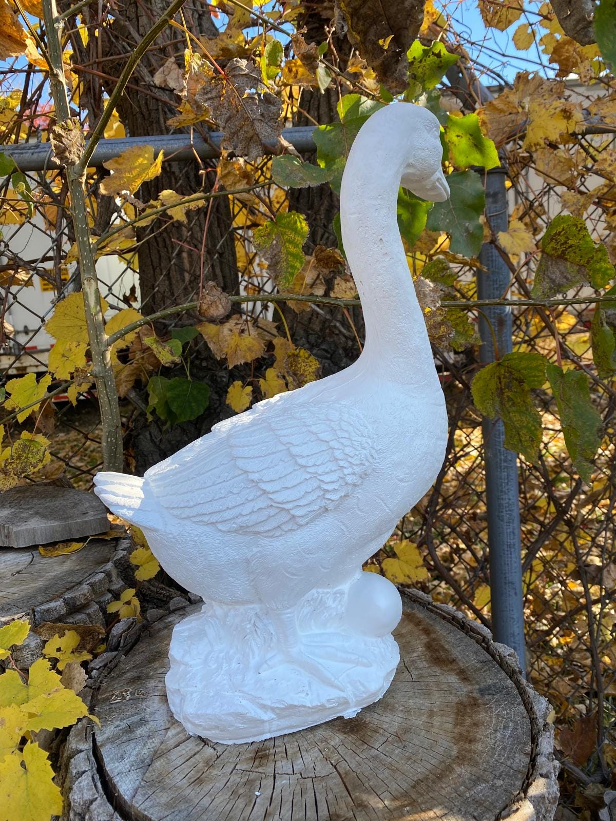 Large 19" Cement Porch Goose Statue, American Dress up Goose Statue ...