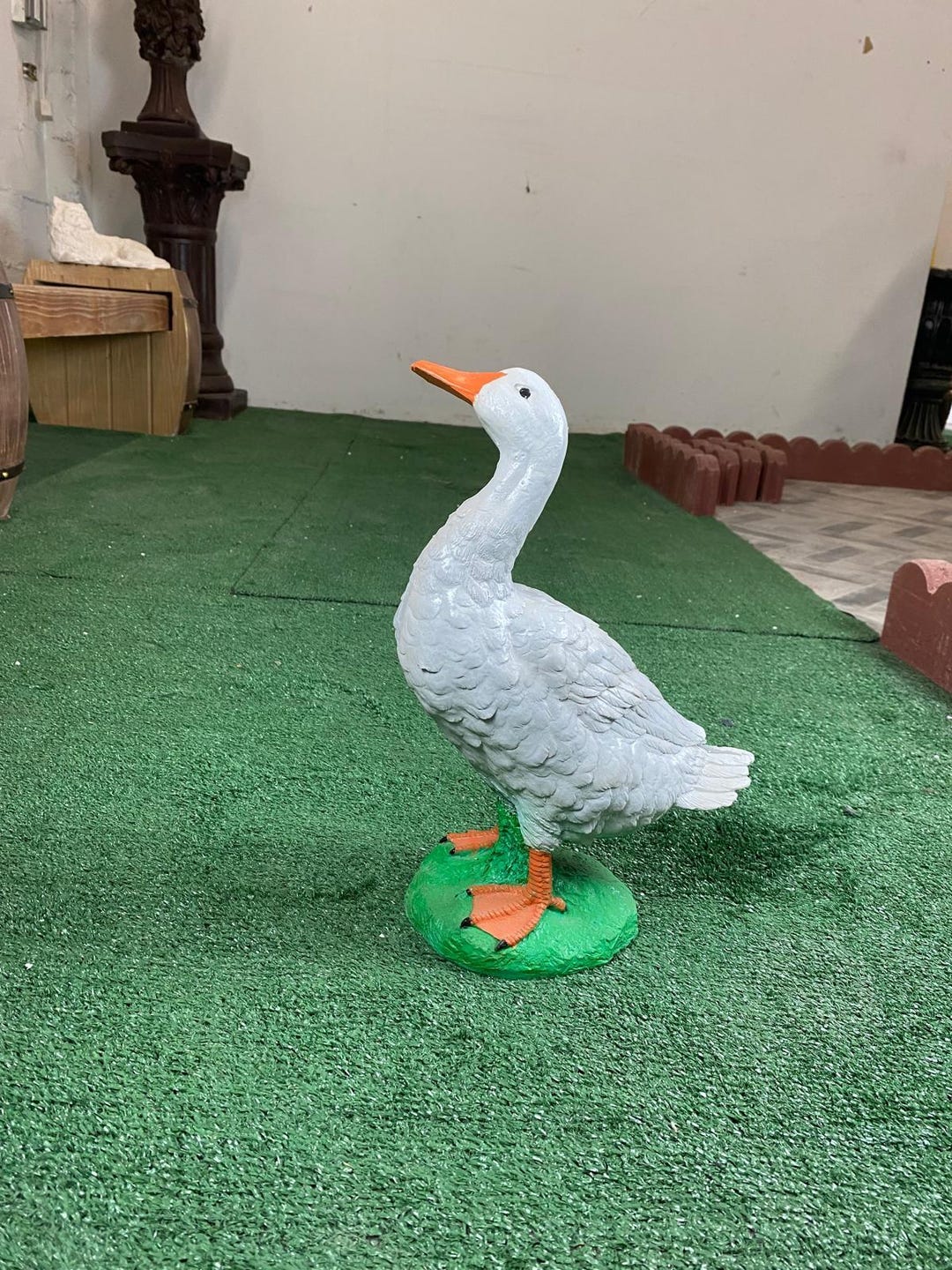 Handmade Concrete Goose Statue, American Dress up Porch Decor, 15 Inch ...