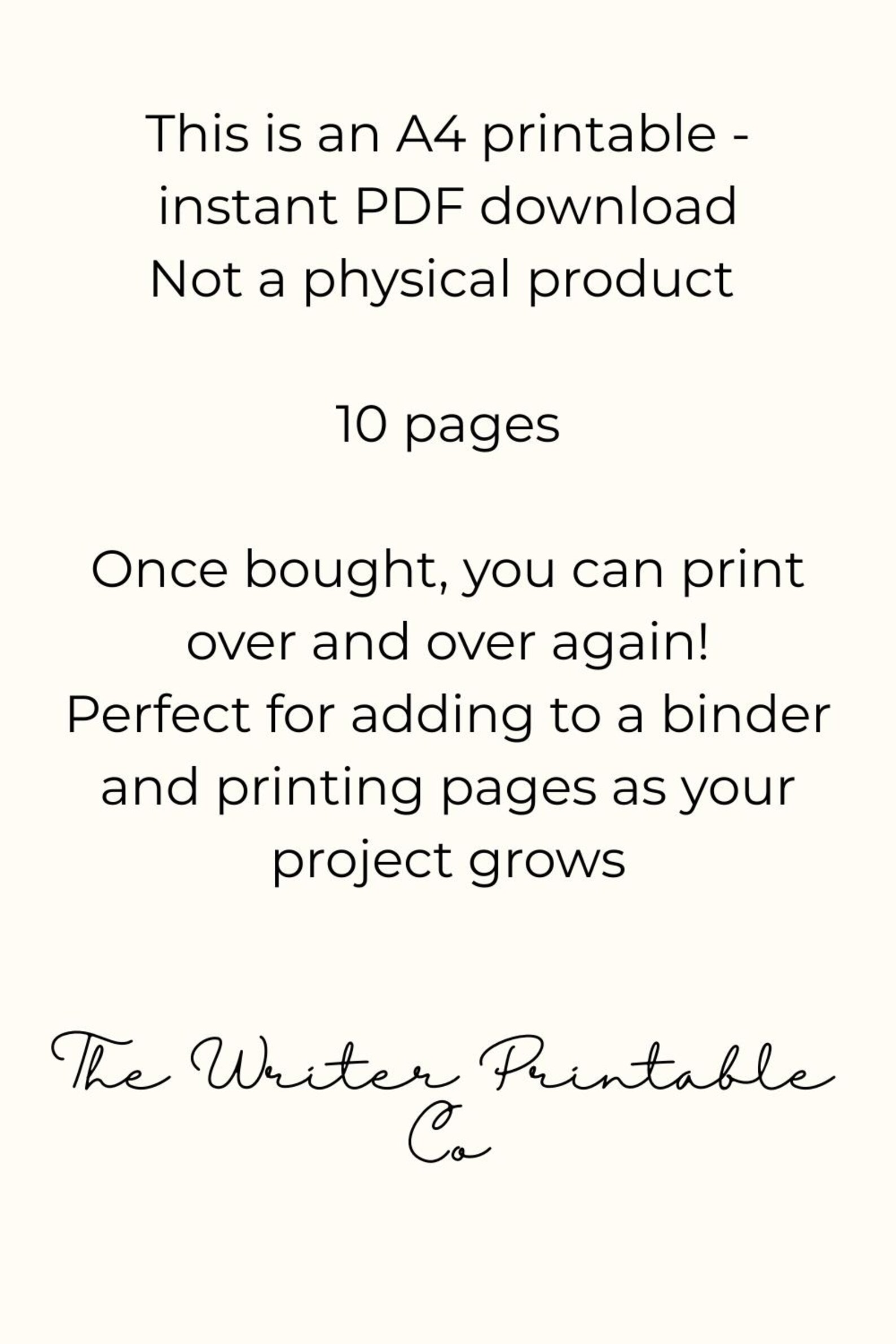 Writer's Journal Printable: A4 Novel Planner, Character & Setting ...