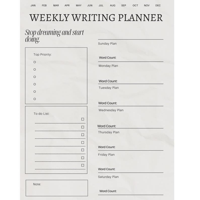 Weekly Writing Printable | Writing Tracker | Workbook for Writers ...
