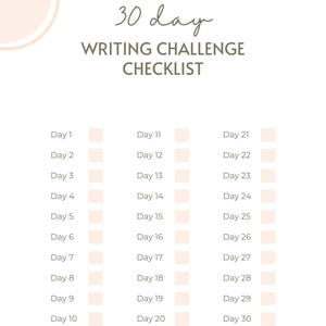 30-day Writing Challenge Printable | Writing Template | Novel Writing ...