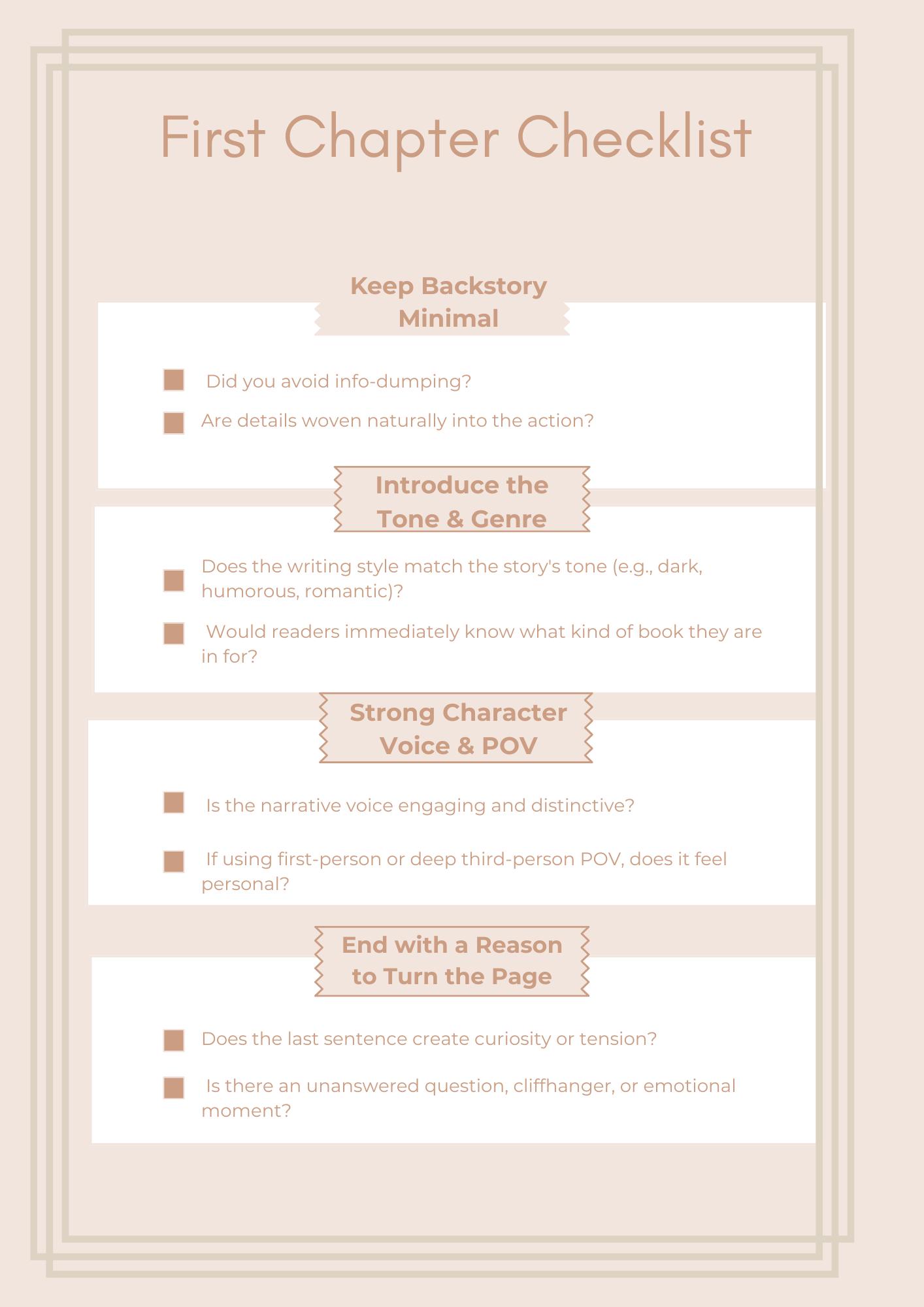First Chapter Worksheet | Writing Template | Novel Writing | Writing ...