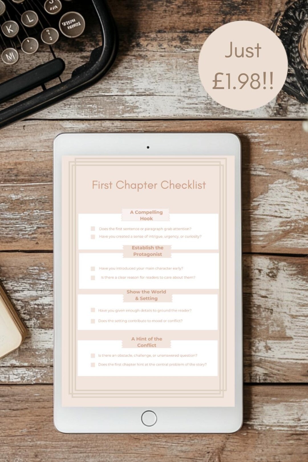First Chapter Checklist Printable PDF | Novel Writing Guide | Beginner ...