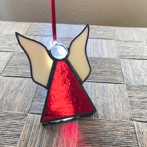 Ruby Red Stained Glass Angel Christmas Tree Ornament Holiday Sparkle ...