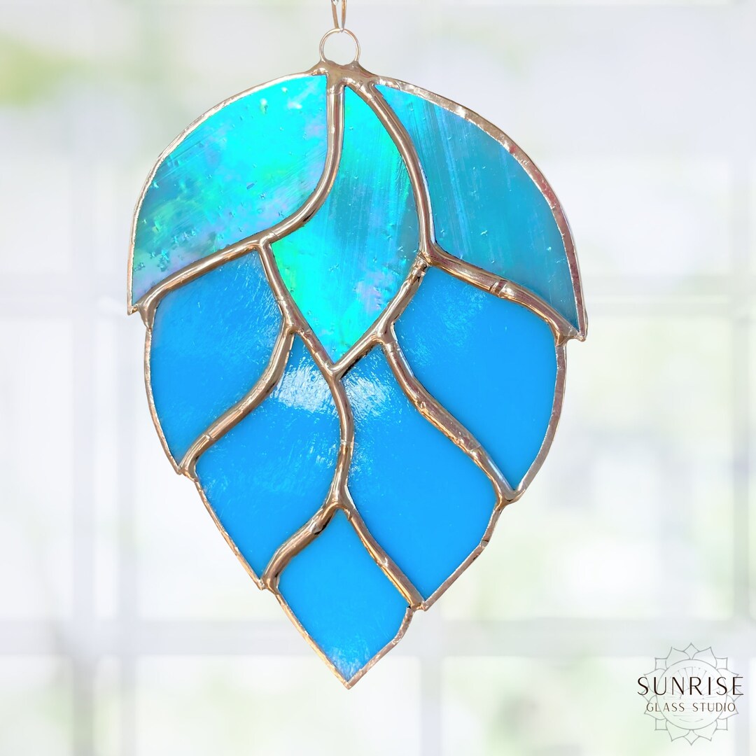 SUMMER SALE Blue Hops Stained Glass Sun Catcher Beer Lovers Gift ...