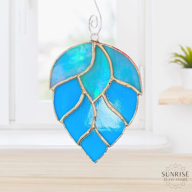 SUMMER SALE Blue Hops Stained Glass Sun Catcher Beer Lovers Gift ...